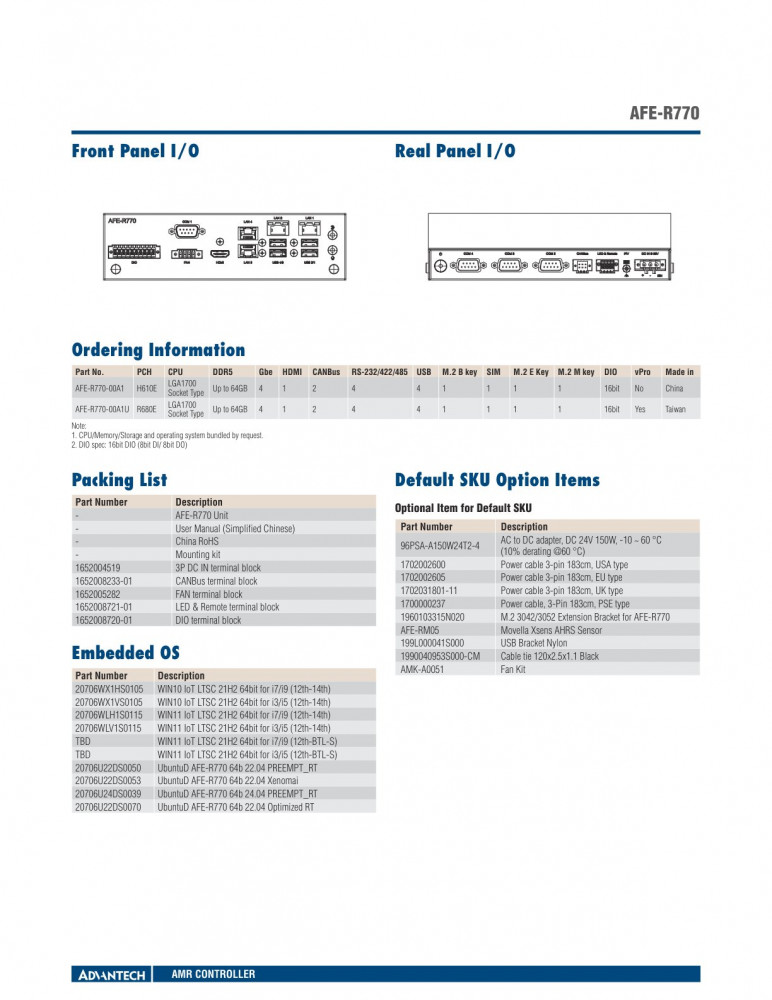 AFE-R770 product documentation page 3