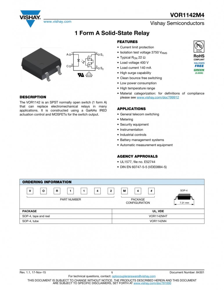VOR1142M4 datasheet page 1