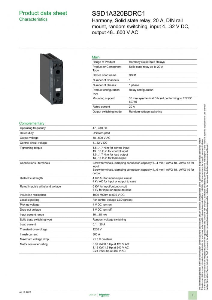 SSD1A320BDRC1 technical document page 1