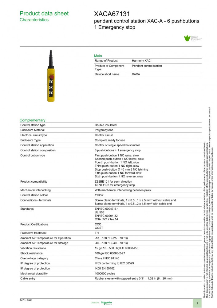 XACA67131 technical document page 1