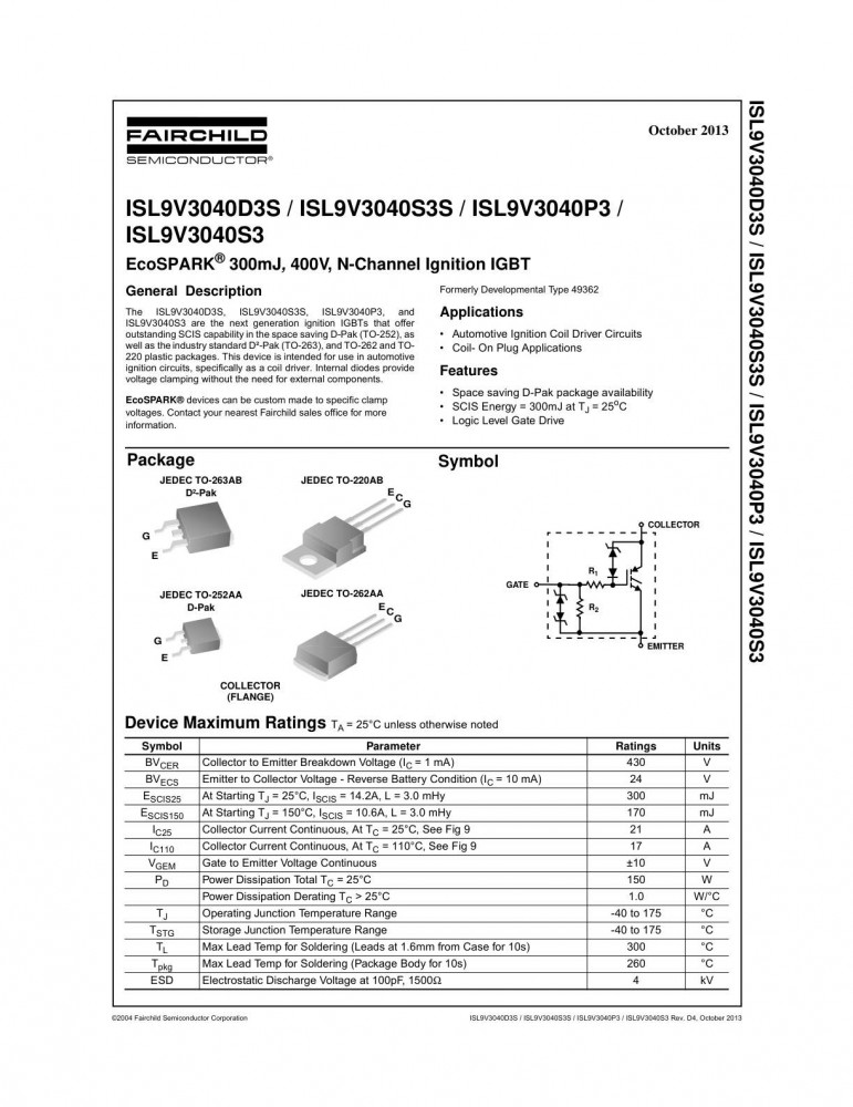 ISL9V3040S3ST datasheet page 2