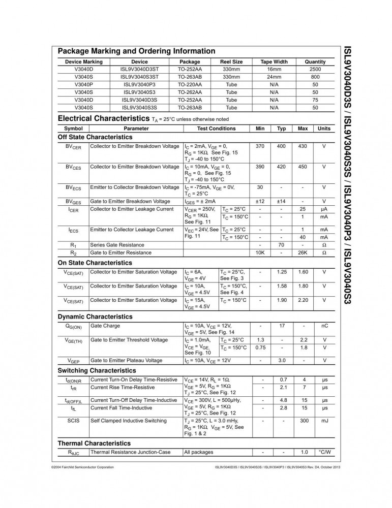 ISL9V3040S3ST datasheet page 3