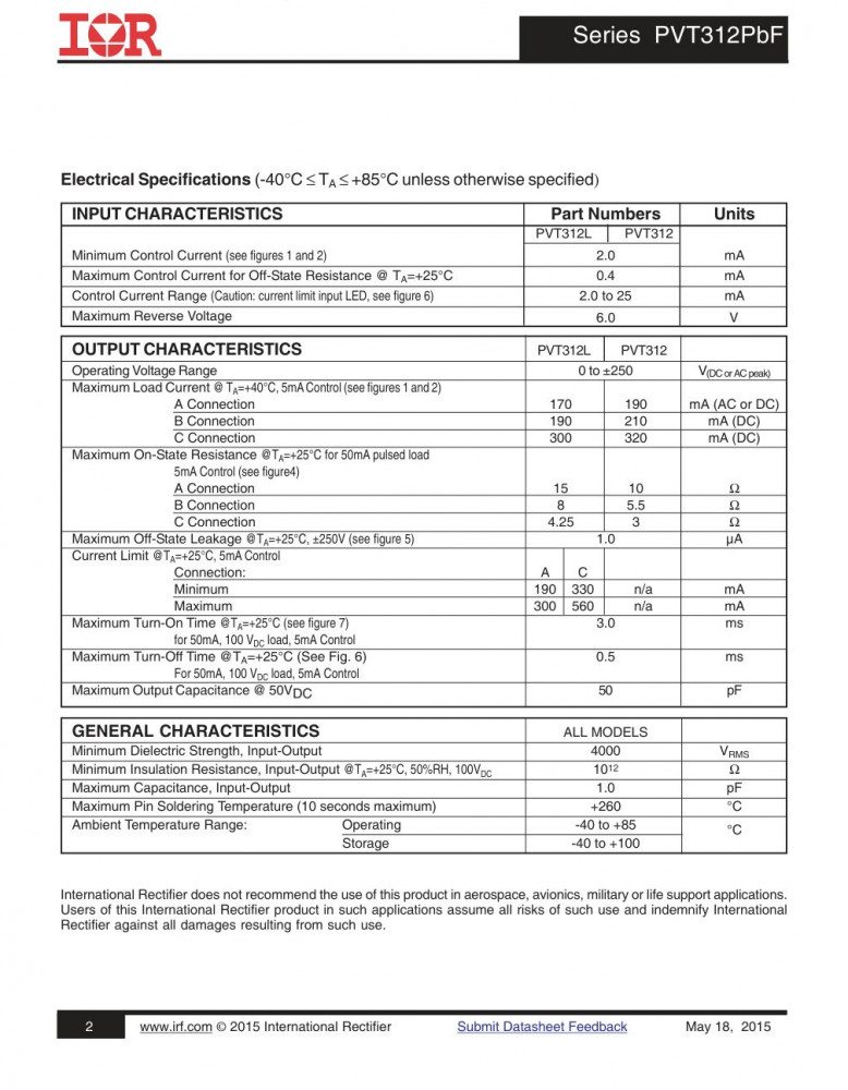 PVT312PBF datasheet page 2