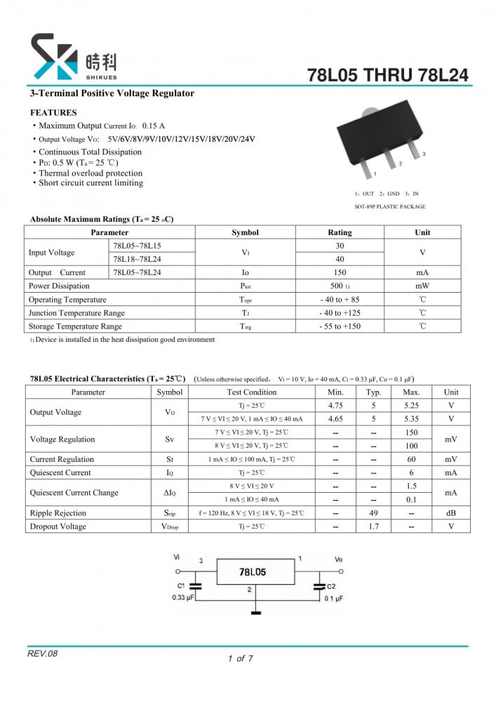 78L10 datasheet page 1