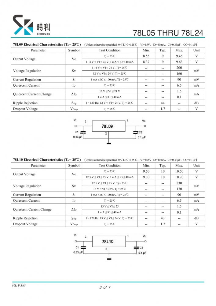 78L10 datasheet page 3