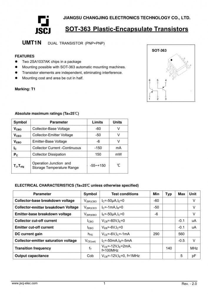 UMT1N datasheet page 1