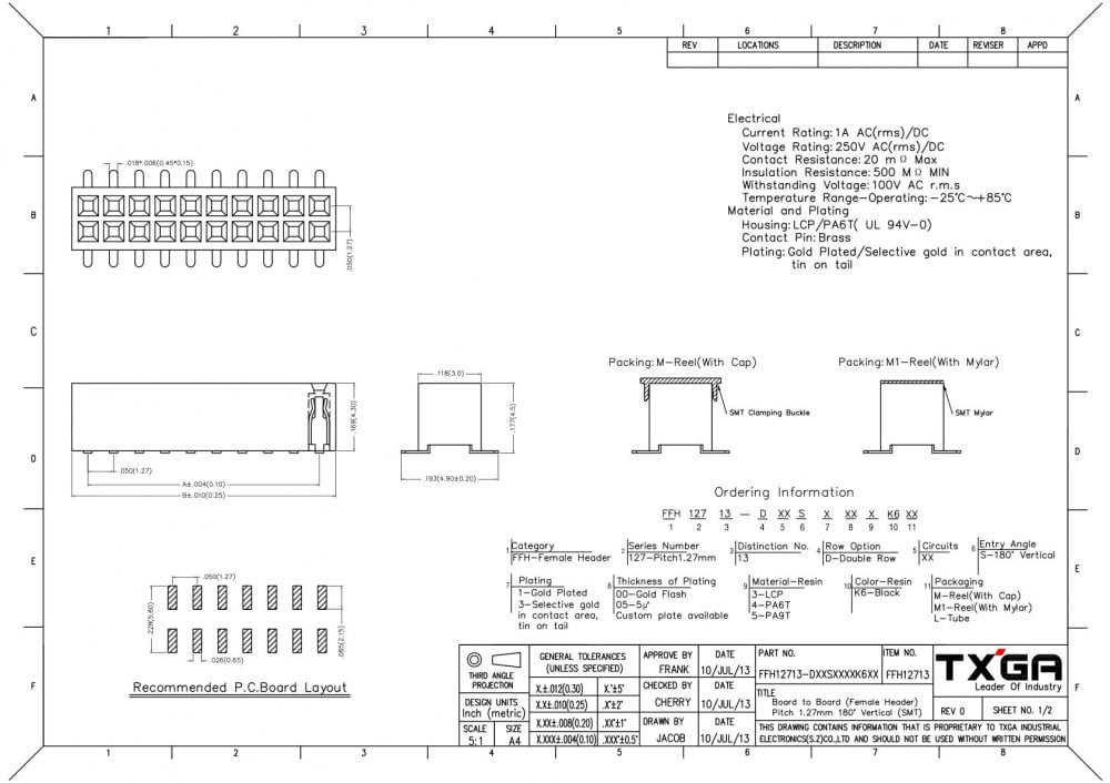TXGA FFH12713 technical drawing page 1