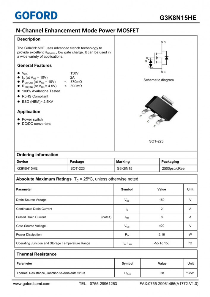 G3K8N15HE datasheet page 1