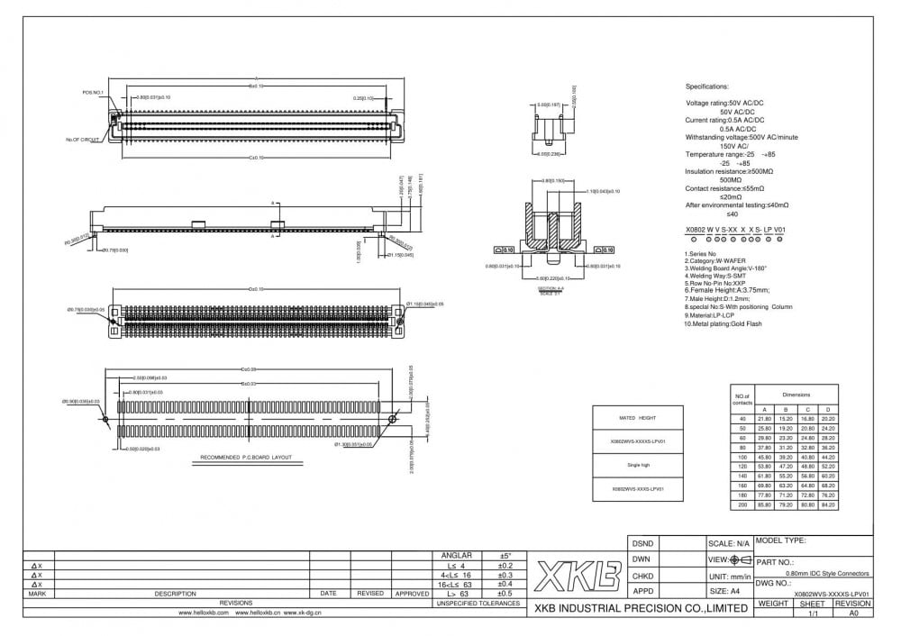 X0802WVS-140AS-LPV01 technical drawing page 1