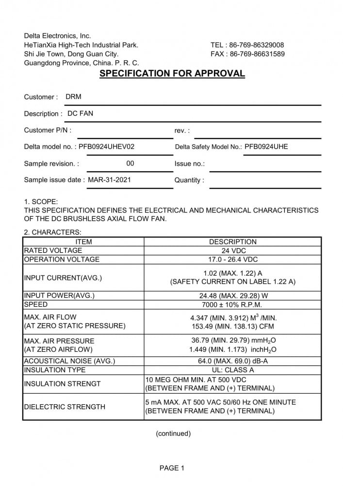 PFB0924UHEV02 D specification page 3
