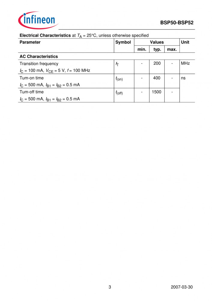 BSP50 datasheet page 3
