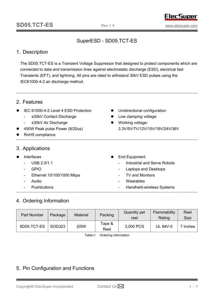 SD05.TCT-ES datasheet page 1