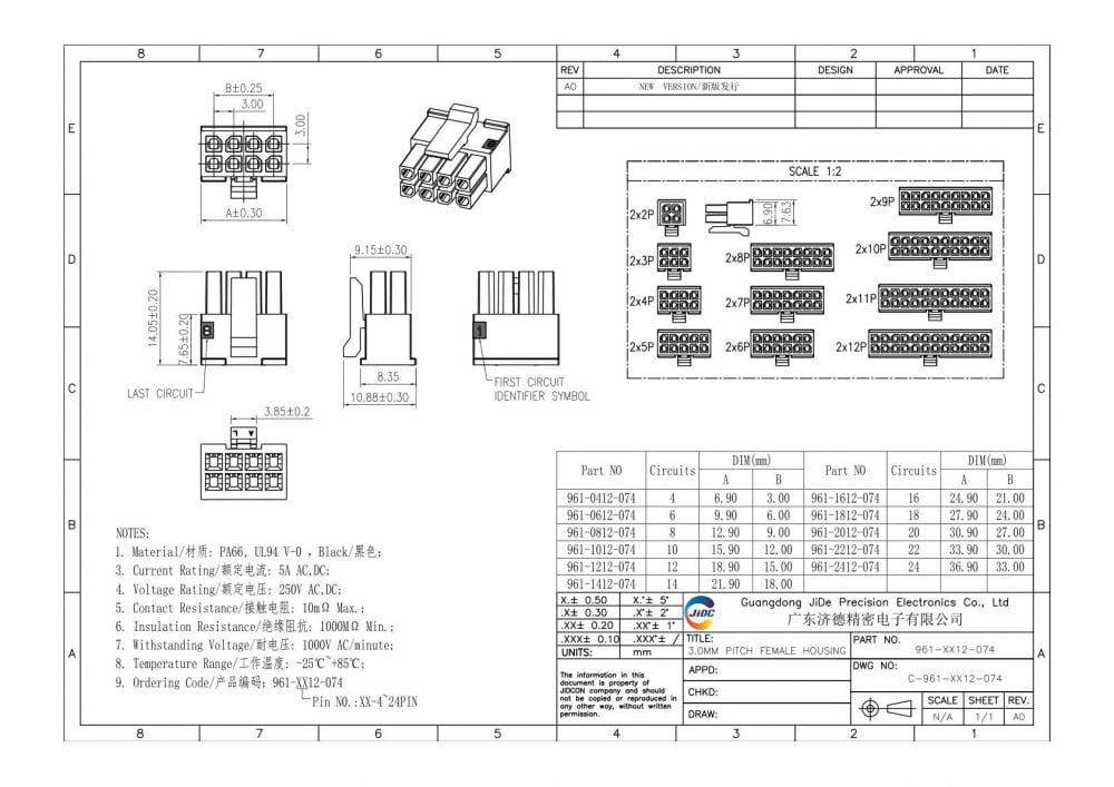 961-1612-074 JIDC technical drawing preview