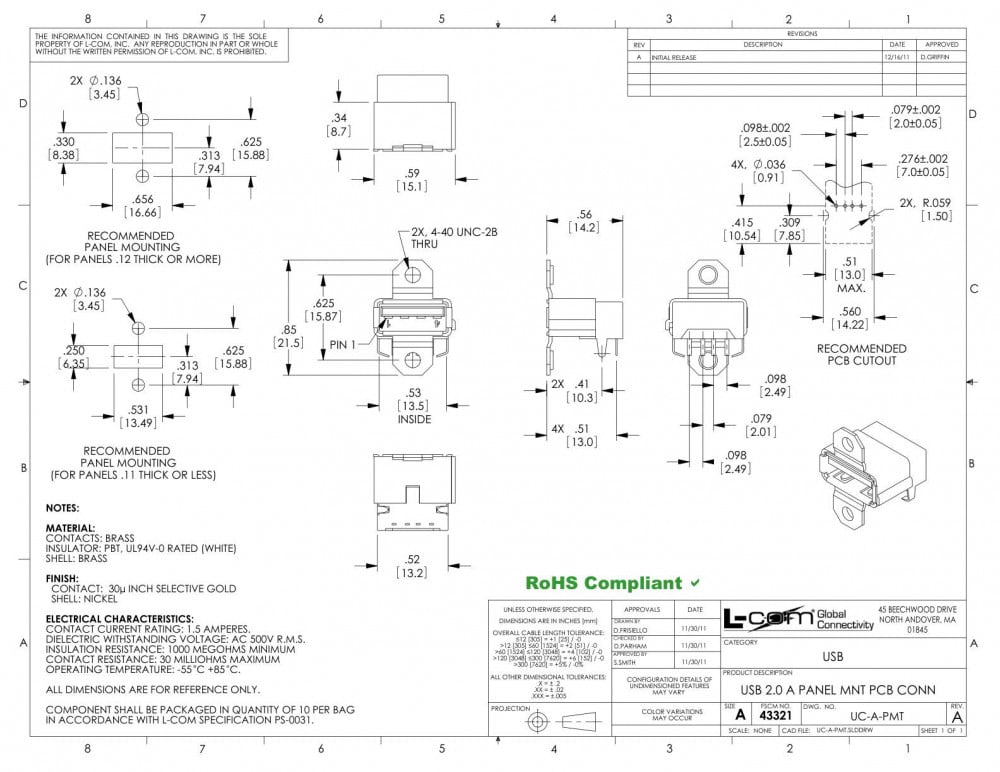 L-com UC-A-PMT technical drawing preview