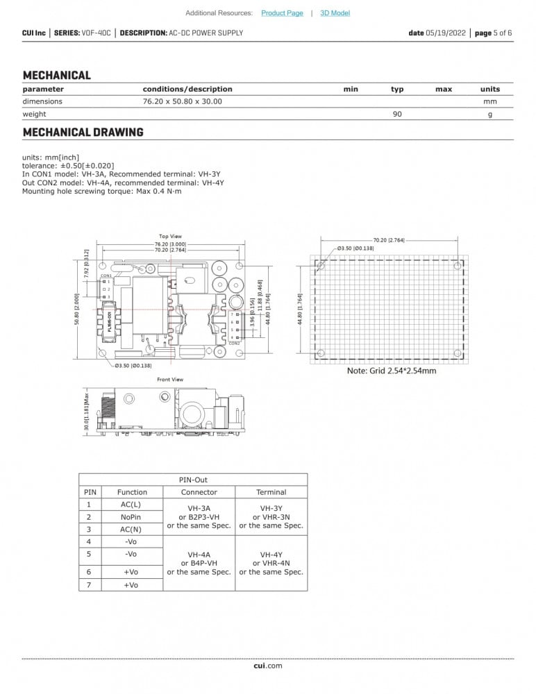 VOF-40C-S9 datasheet page 5