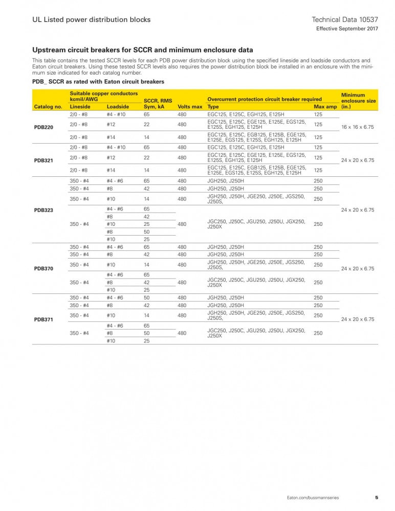 EATON PDB series datasheet page 5
