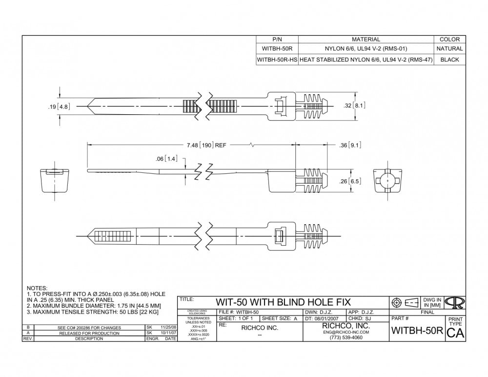 WITBH-50R-HS technical drawing