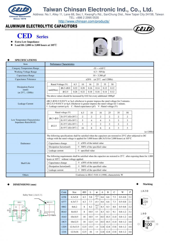 Chinsan CED Series datasheet page 1