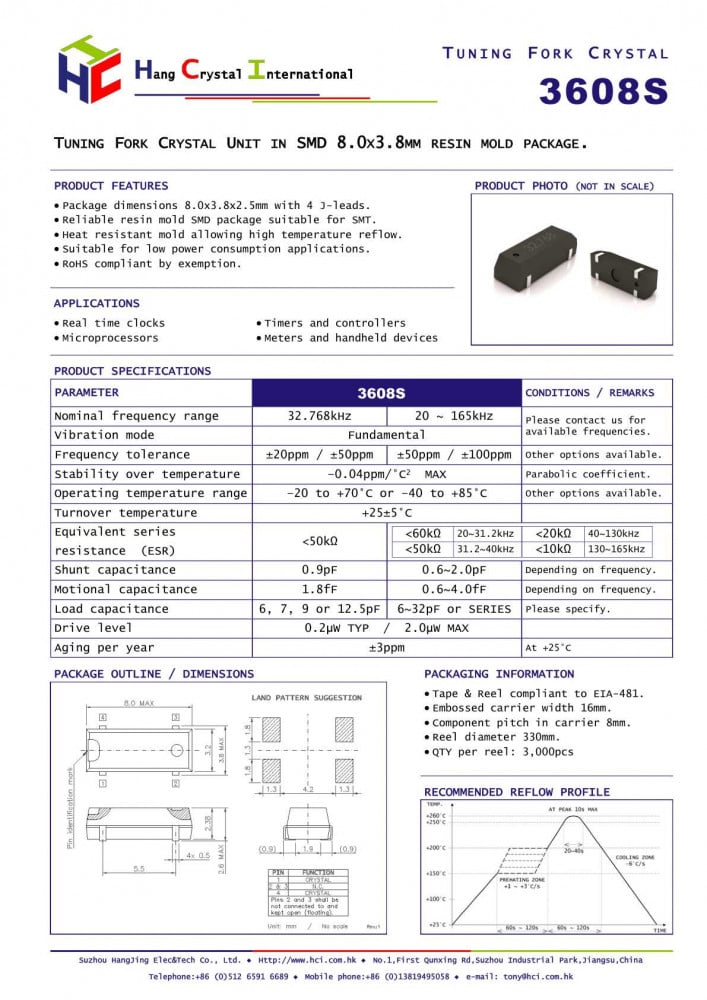 HCI 3608S-32.768DT09LLL technical datasheet page