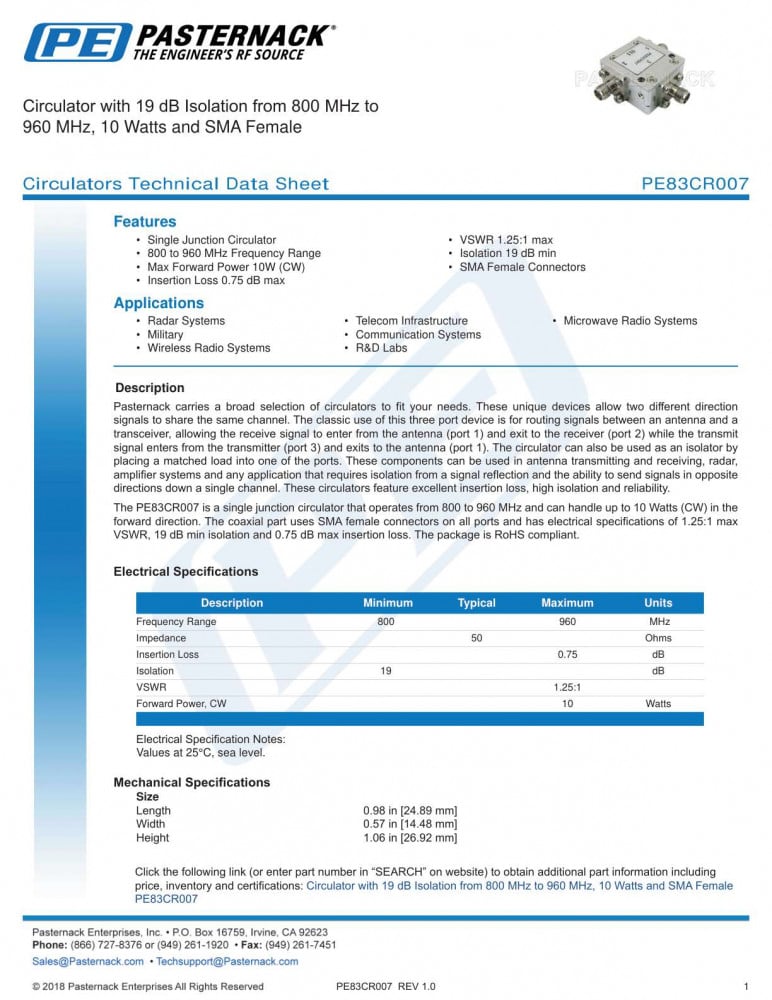 PE83CR007 datasheet page 1