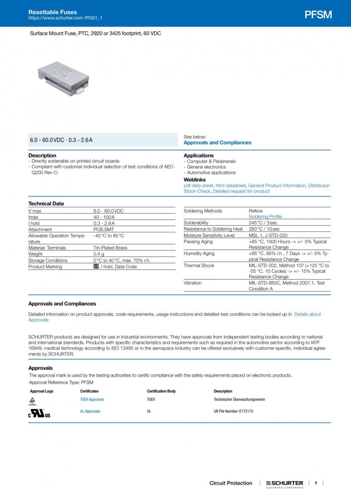 PFSM.250.2 datasheet page 1
