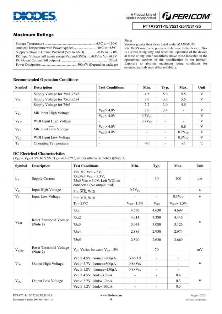 PT7A7514 datasheet page 4