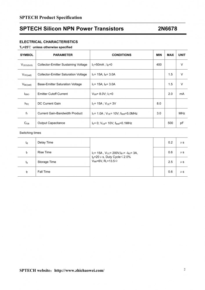 2N6678 datasheet page 2