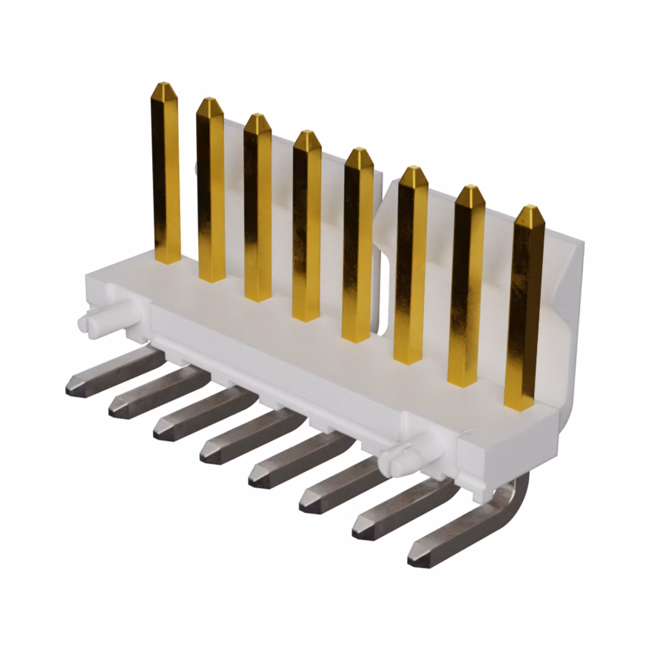 KK 396 Solid Right-Angle Header, Friction Lock, with Snap-in Plastic Peg  PCB Lock, 8 Circuits, 0.38µm Gold (Au) Selective Plating for sale