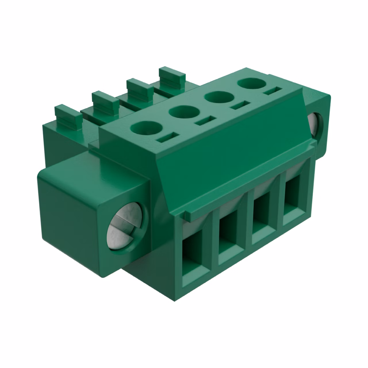 3.81mm Pitch Eurostyle Horizontal Plug, with Retention Screws and Reverse Imprinting, Green Housing, 4 Circuits for sale