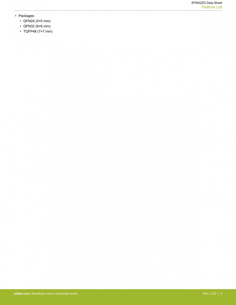 EFM32ZG datasheet page 3
