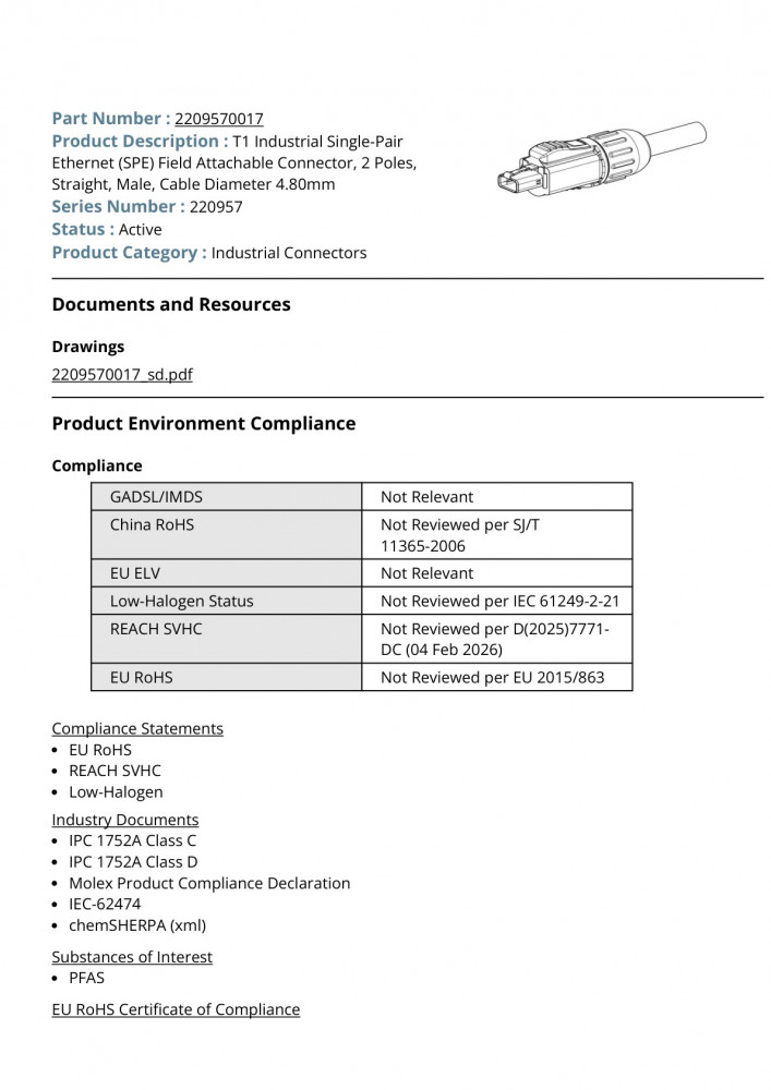 2209570017 product document page 1