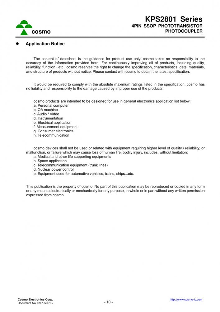 KPS2801 datasheet page 10