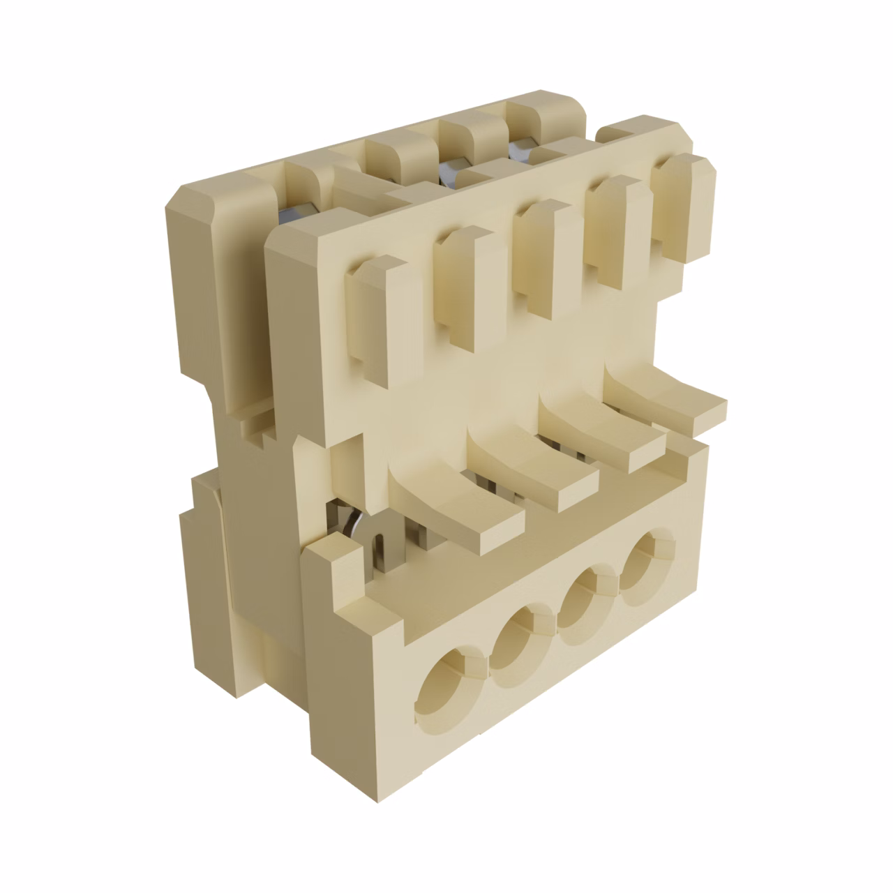 Appli-Mate RAST 2.5 IDT Connector, 2.50mm Pitch, Direct/Indirect, Female, Beaded Terminal, 4 Circuits, All Position Keys, Open Endwalls, Polarizing Rib Between 1/2, Brown Color Stripe for sale
