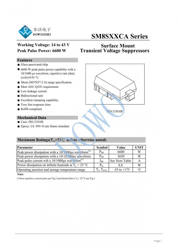 SM8S30CA datasheet page 1