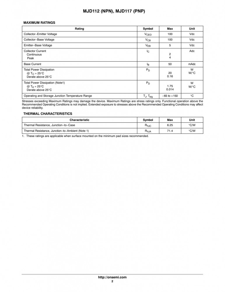 MJD112 datasheet page 2