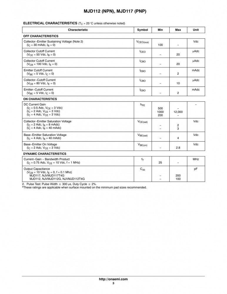MJD112 datasheet page 3