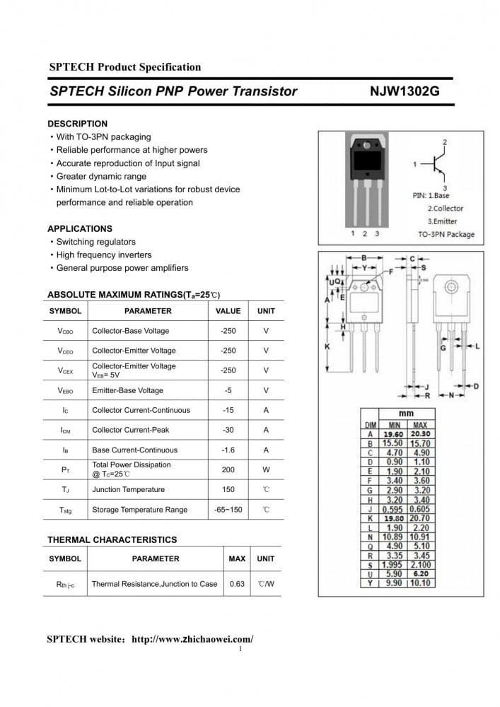 NJW1302G SPTECH datasheet page 1