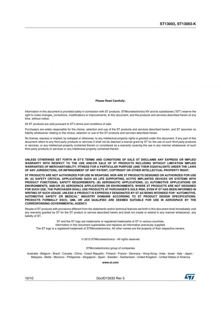 ST13003 datasheet page 10