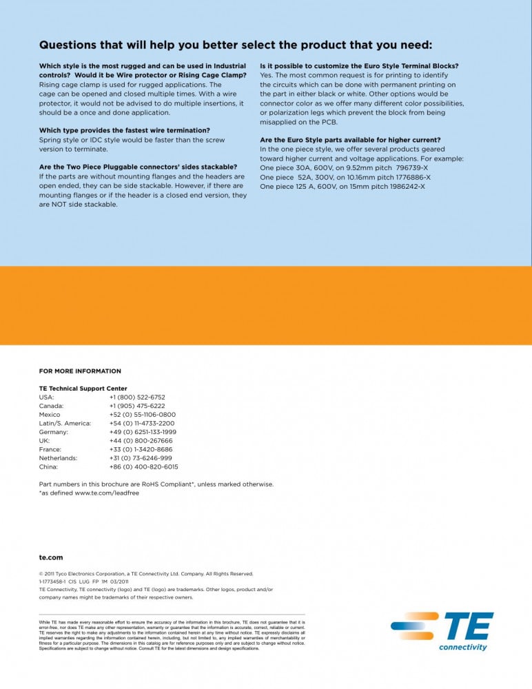 TE Connectivity Euro Style terminal block guide page 6