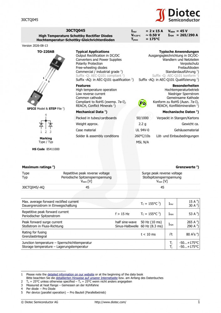 30CTQ045 datasheet page 1