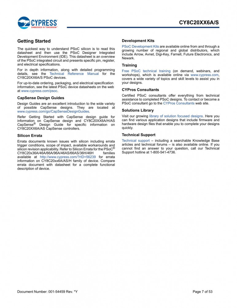 CY8C20236A datasheet page 7