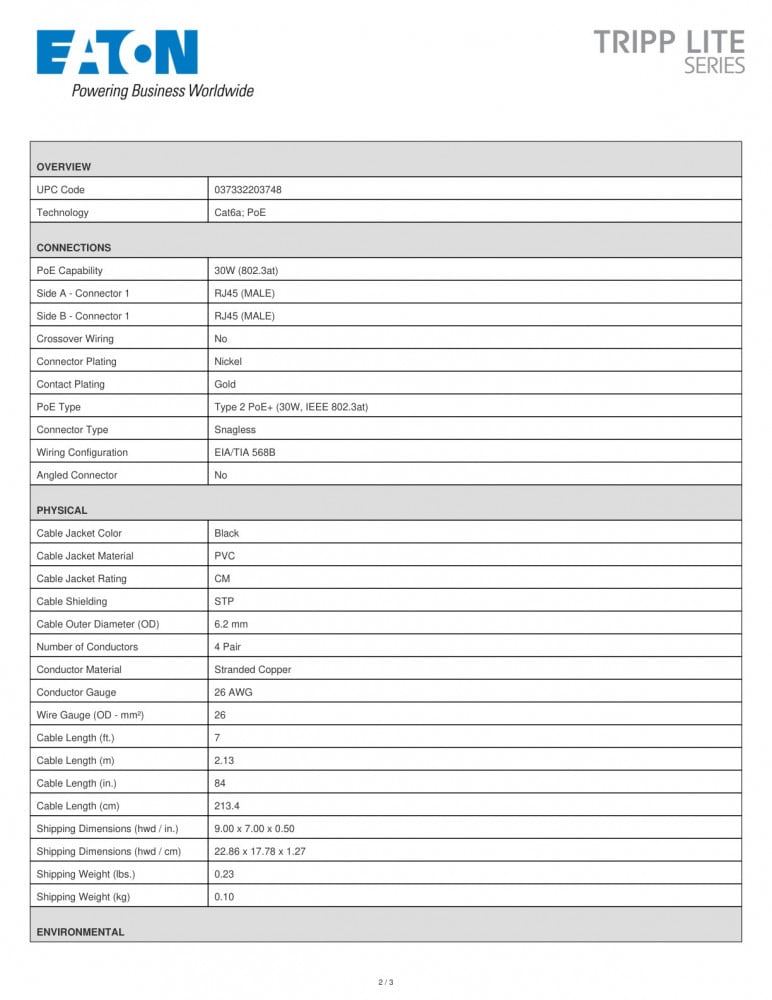 EATON N262-007-BK technical document page 2