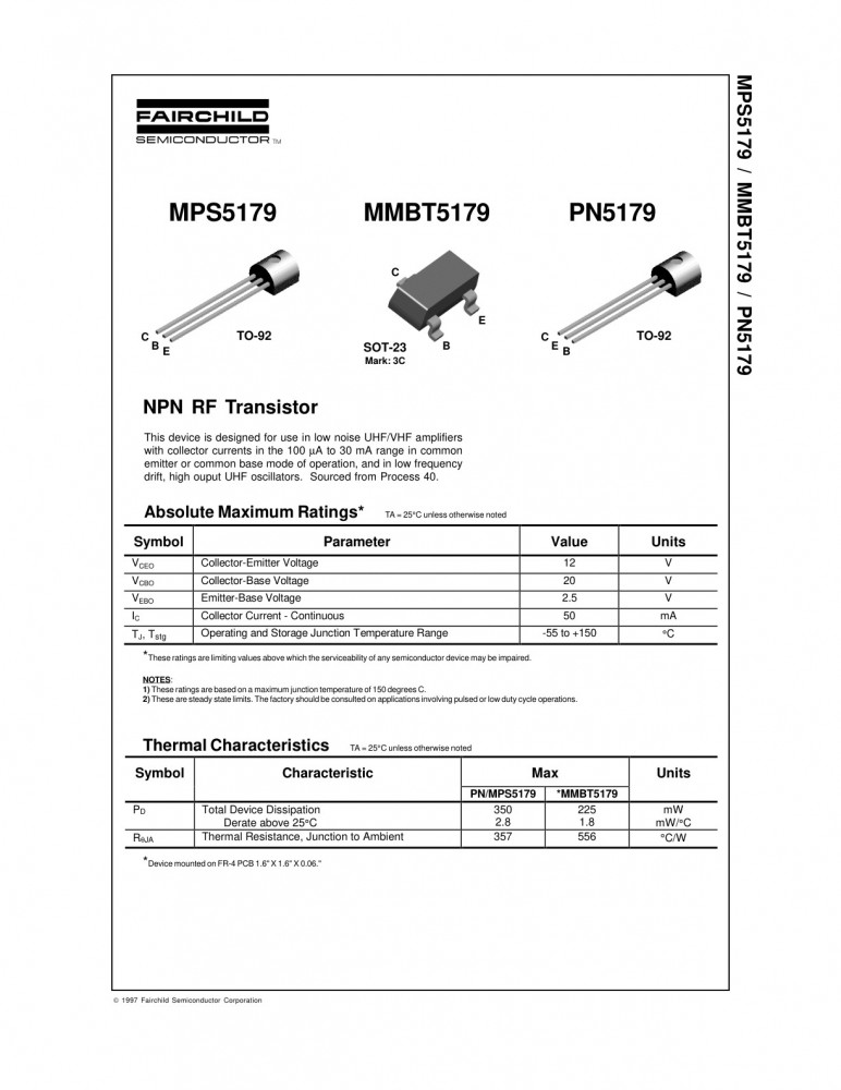 MMBT5179 datasheet page 2