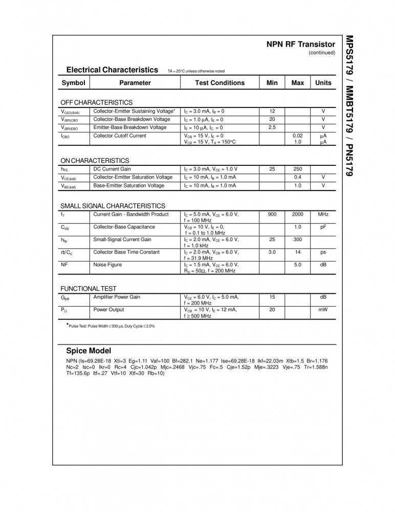 MMBT5179 datasheet page 3