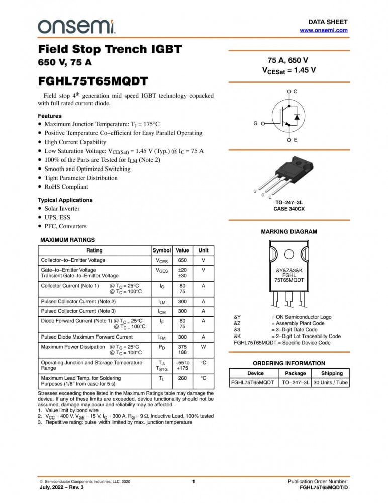 FGHL75T65MQDT datasheet page 1