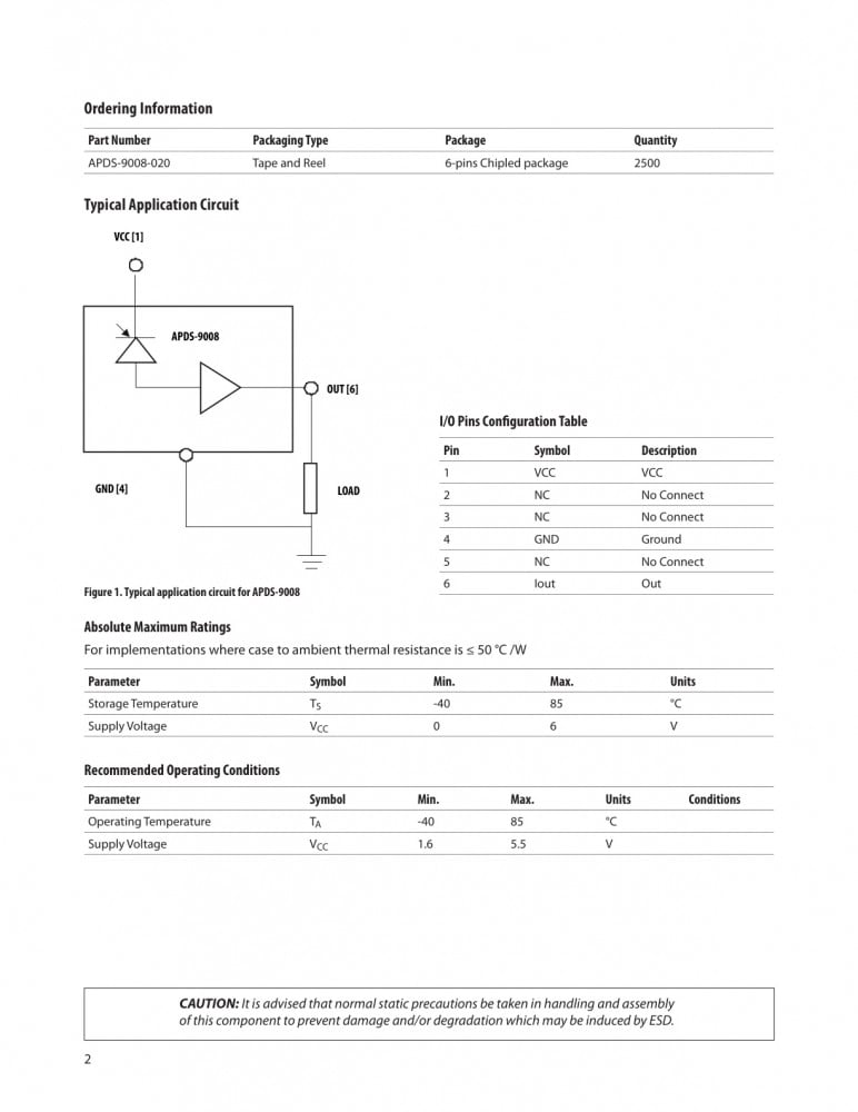APDS-9008 datasheet page 2