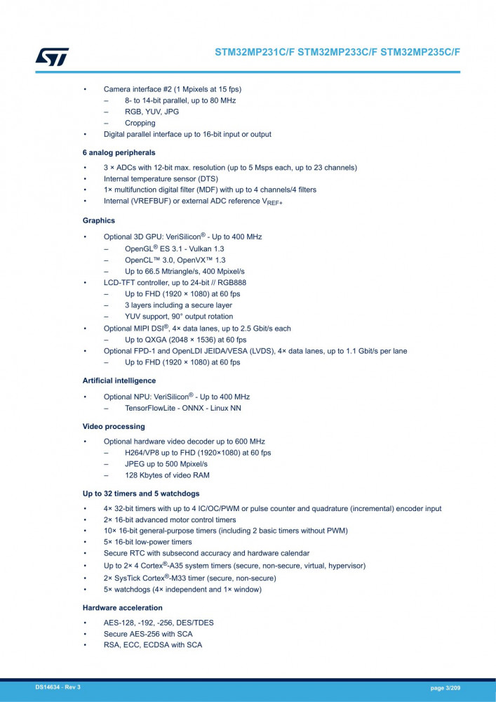 STM32MP23xC/F technical document page 3