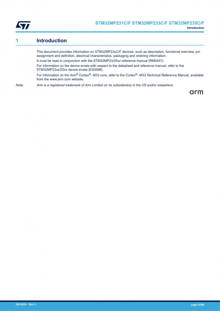 STM32MP23xC/F technical document page 5