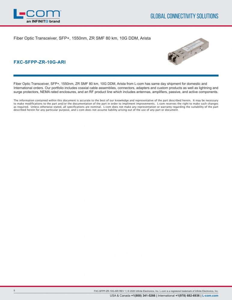 FXC-SFPP-ZR-10G-ARI datasheet page 5