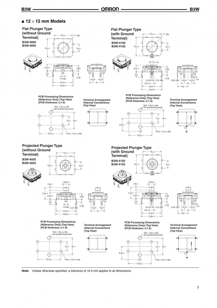 OMRON B3W series datasheet page 5